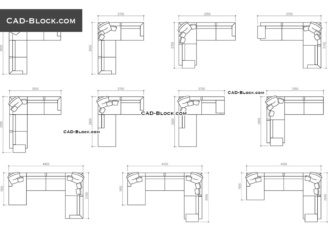 Sofas In Plan With Dimensions CAD Blocks Free Download AutoCAD Blocks