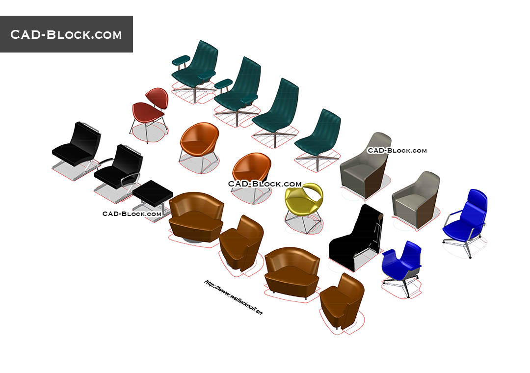 3D Furniture Armchairs CAD Blocks Download Free AutoCAD File Download