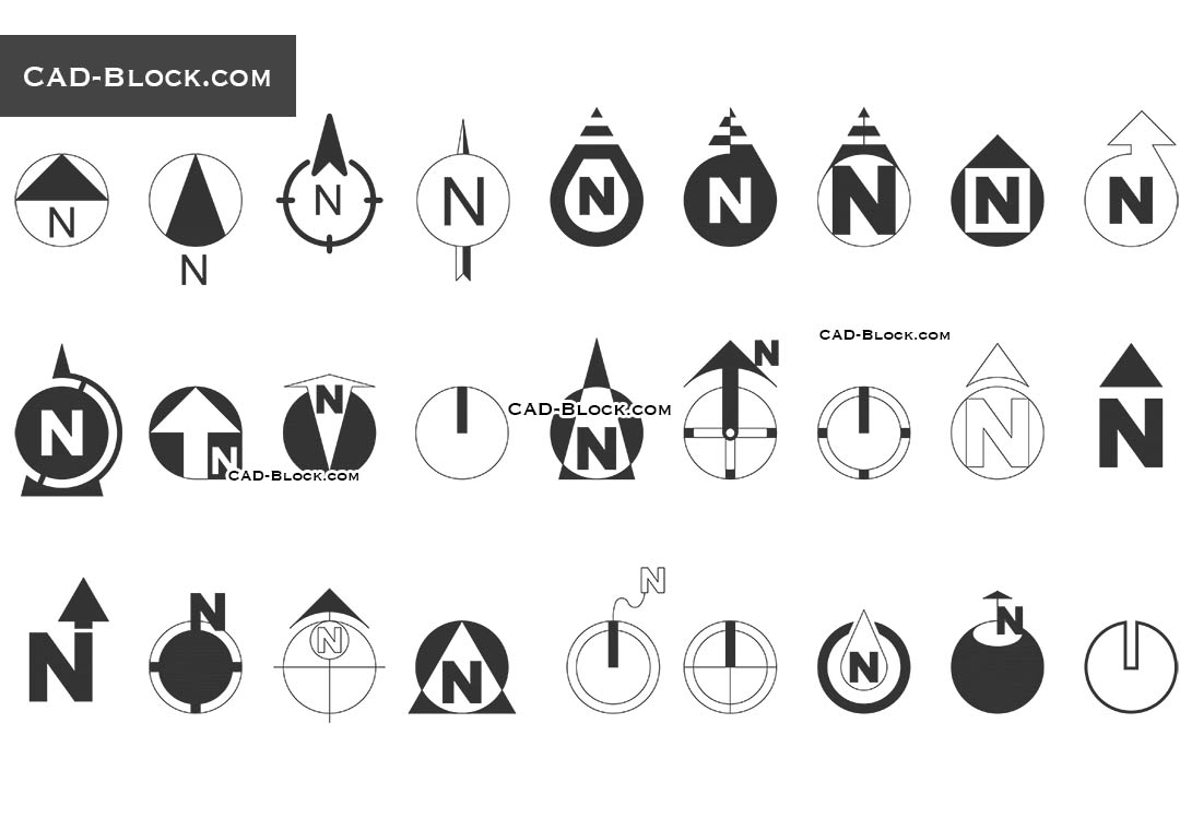 North Arrow AutoCAD Block Free Download