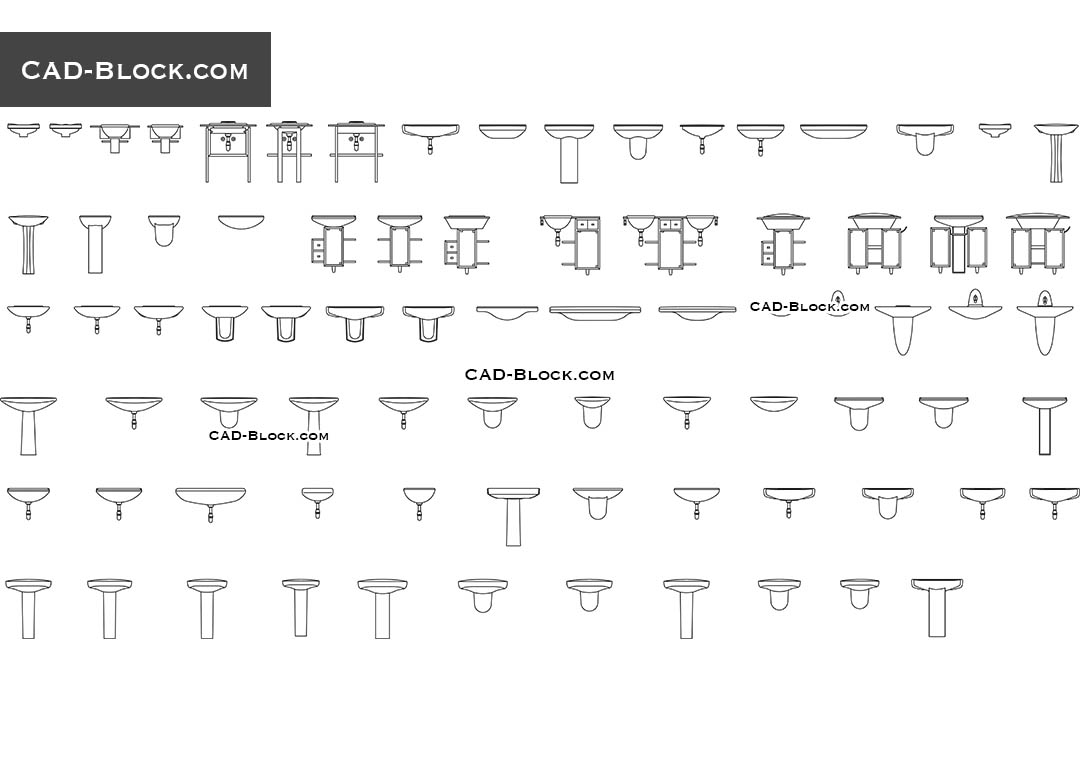 Bathroom CAD Blocks Washbasin Front View