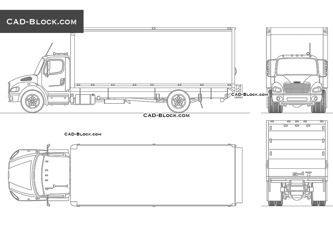 Freightliner M2 106 Box Truck Vector Blueprint DWG File Freightliner M2 106 Box Truck Vector Blueprint DWG File