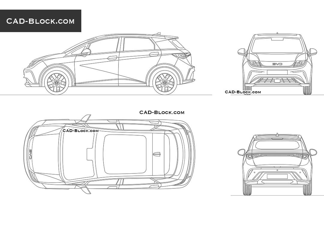BYD Dolphin CAD Block, Vector Car